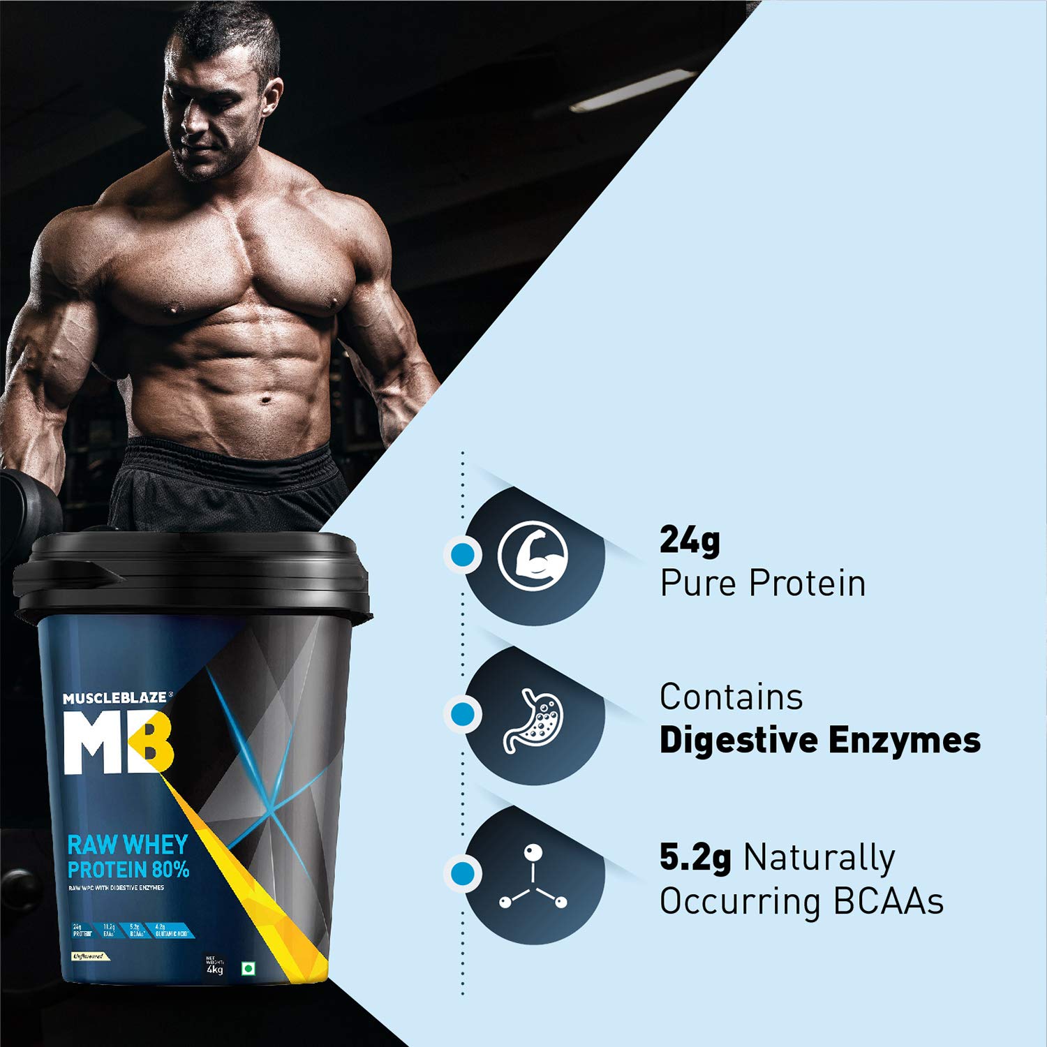 MuscleBlaze 80% Raw Whey Protein Supplement Powder - Beast Nutrition